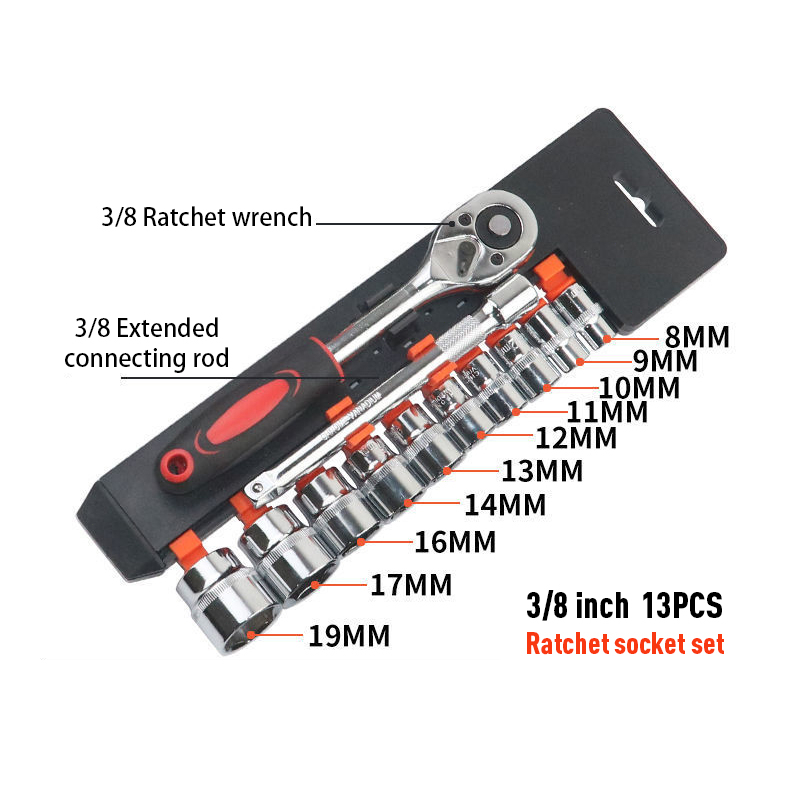 12PCs Set Heavy Duty Ratchet Wrench Socket Spanner Tool Set Tools ...
