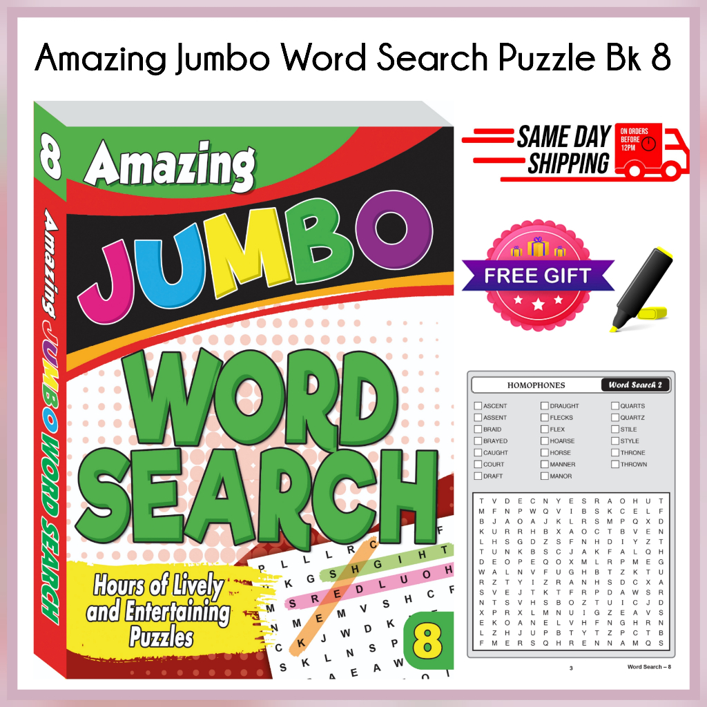 Amazing Jumbo Word Search | Puzzle Book | Adults | Crossword Puzzle ...