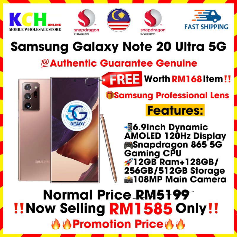 【💯DEMO UNIT 256GB】Samsung Galaxy Note 20 Ultra 5G 12+256GB/Note 20 5G 6.7Inch Dynamic AMOLED 2X ...