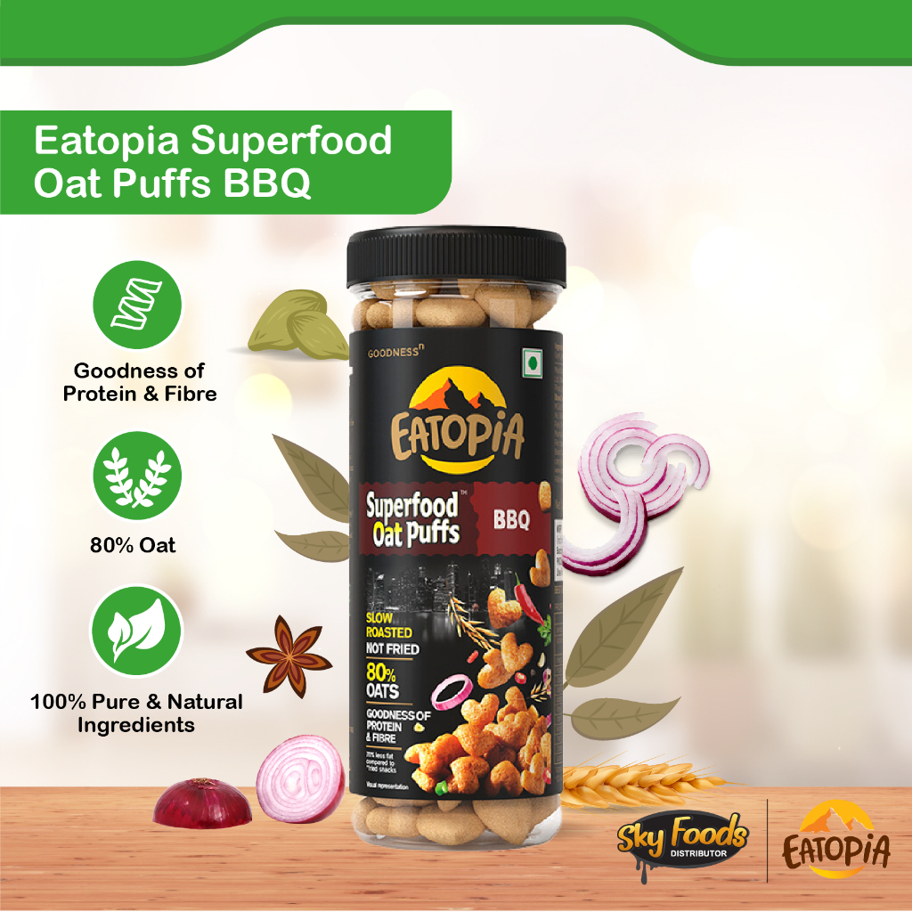 Eatopia Superfoods Oat Puffs BBQ Healthy Snack Diet Makanan Ringan ...