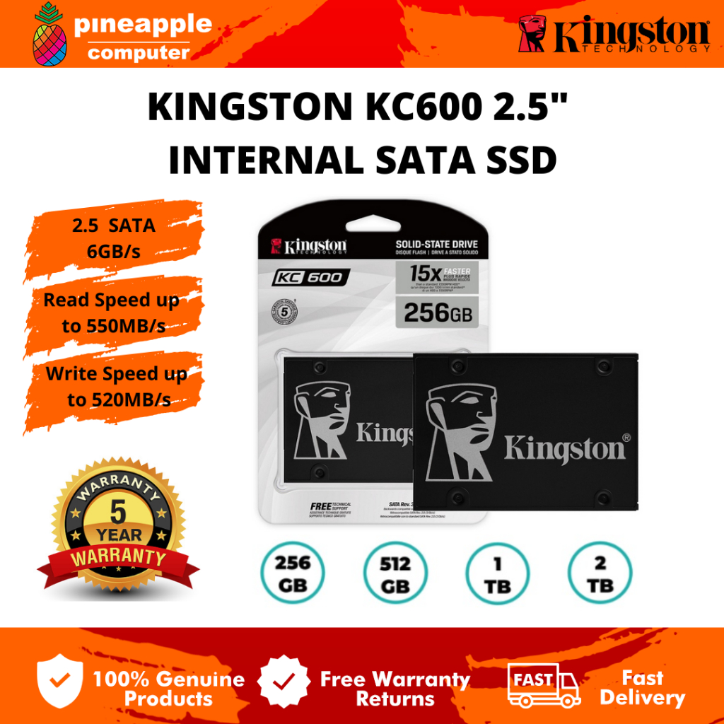 KINGSTON KC600 2.5" 3D TLC NAND INTERNAL SATA SSD SOLID STATE DRIVE - 256GB / 512GB / 1024GB ...