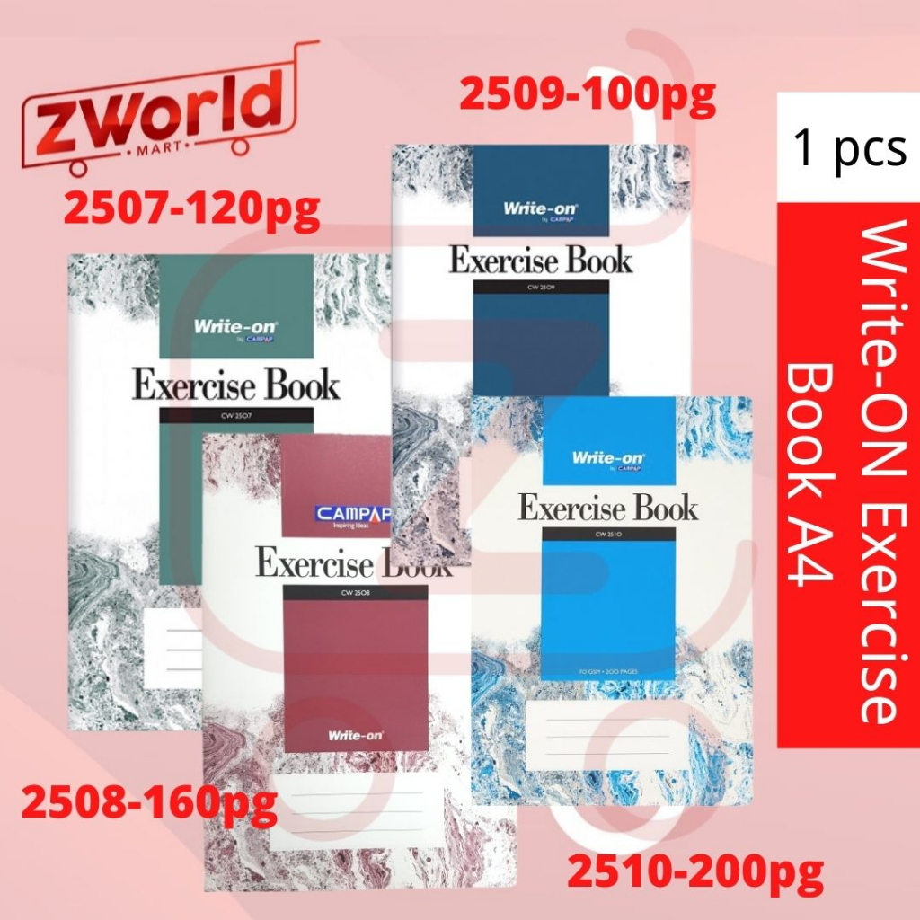 Campap Write-ON Exercise Book A4 Size 2506 & 2507 & 2508 & 2509 & 2510 ...