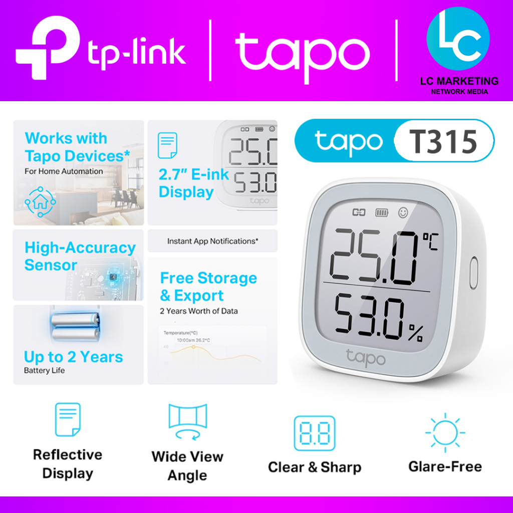 TP-Link Tapo H100 Smart Hub with Chime Tapo T100 T110 T300 T310 T315 ...
