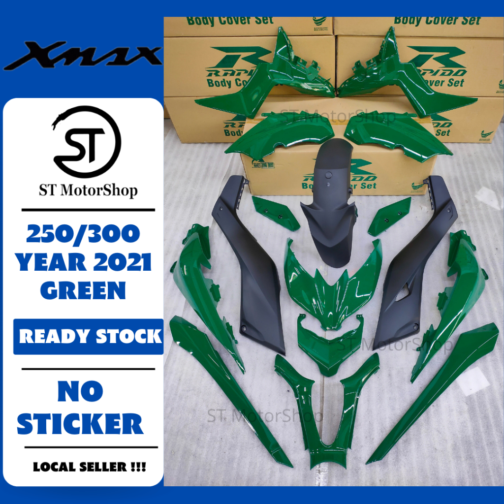 YAMAHA X-MAX XMAX 250/300 YEAR 2021 GREEN COVER SET (NO STICKER) RAPIDO ...