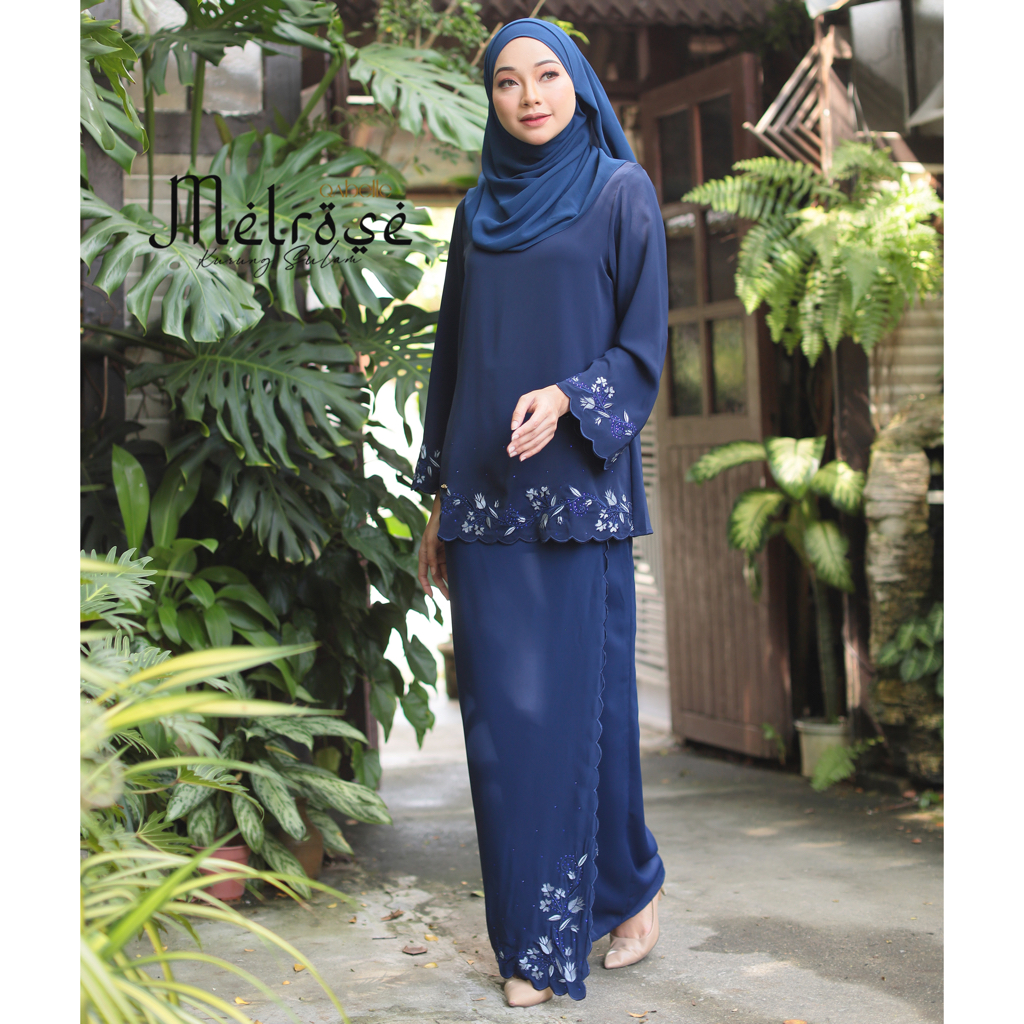 Melrose Kurung Kedah Sulam Bunga Biku Premium Baju Raya 2023 Nikah ...