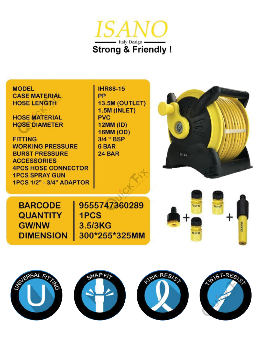 QuickFix [NEW] ISANO Water Hose Reel Pipe Garden 15m & 20m Wall ...