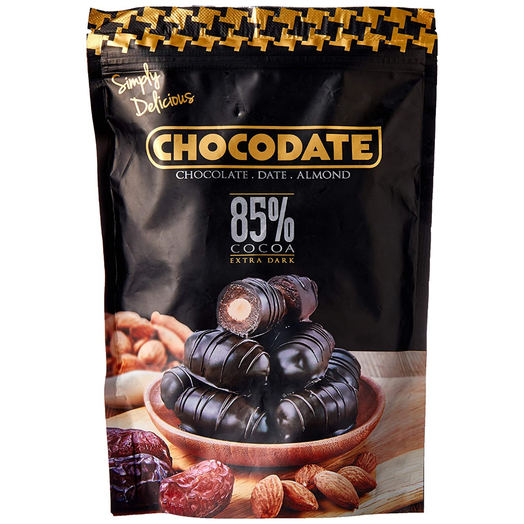 Chocodate Simply Delicious 85% Cocoa Extra Dark Chocolate Almond Dates ...