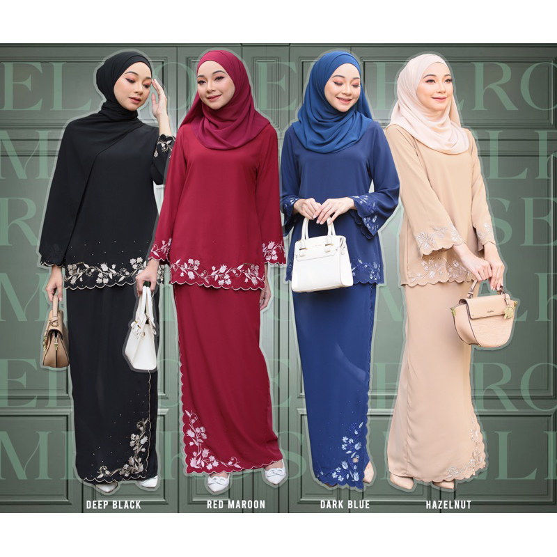 Melrose Kurung Kedah Sulam Bunga Biku Premium Baju Raya 2023 Nikah ...