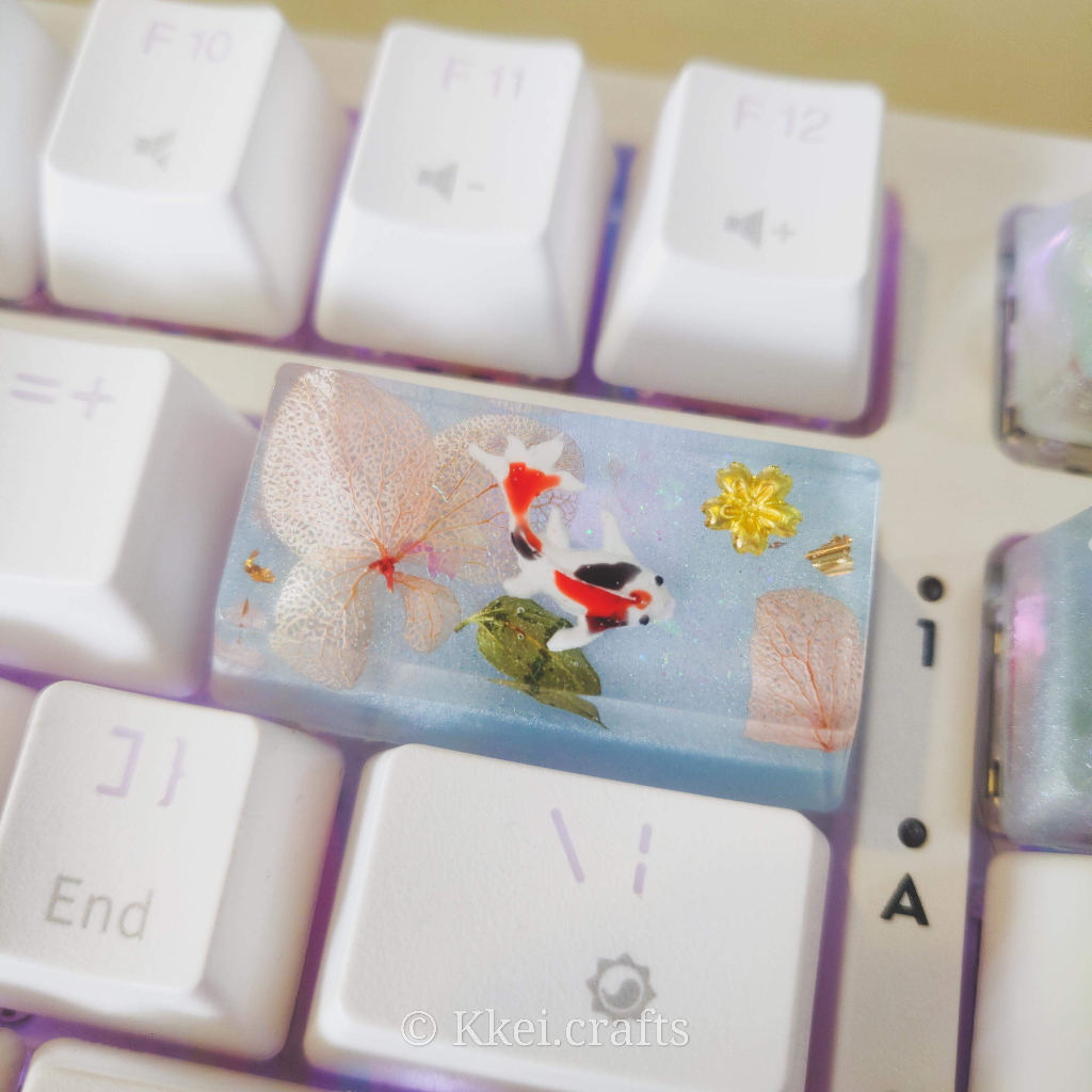 Kkei Sakura KOI fish Keycaps for Cherry MX Switches, Handmade Resin ...