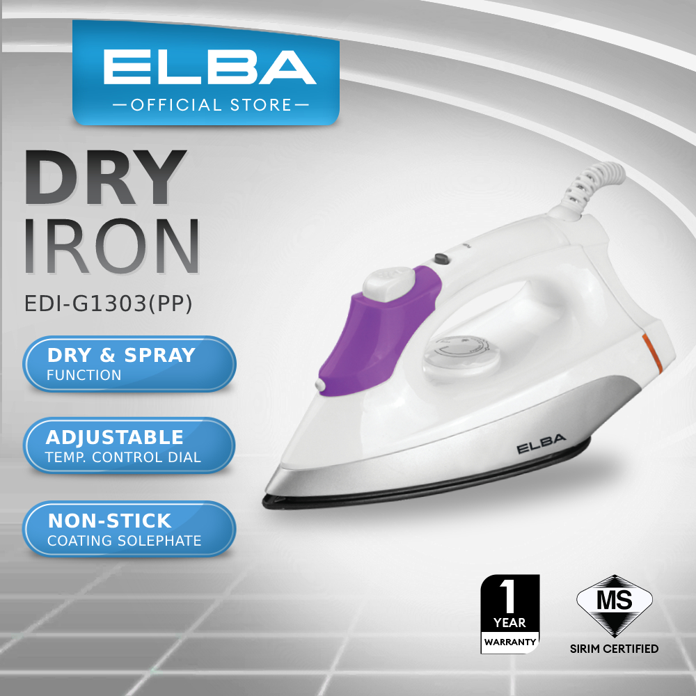 ELBA Dry Iron EDI-G1303(PP) - Dry & Spray Function, Purple (1100 ...