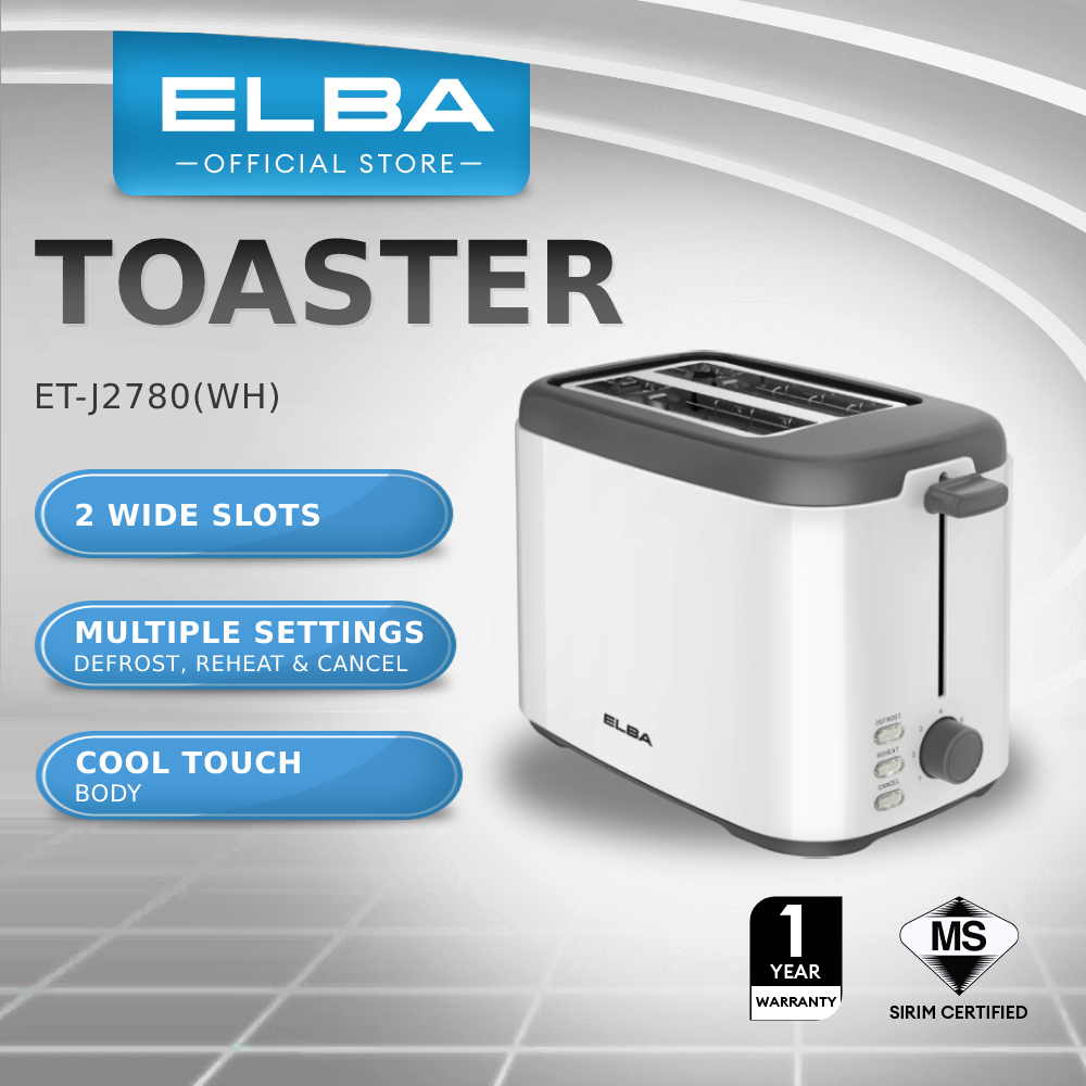 ELBA Toaster ET-J2780(WH) - 2-slice, White (800W) | Shopee Malaysia