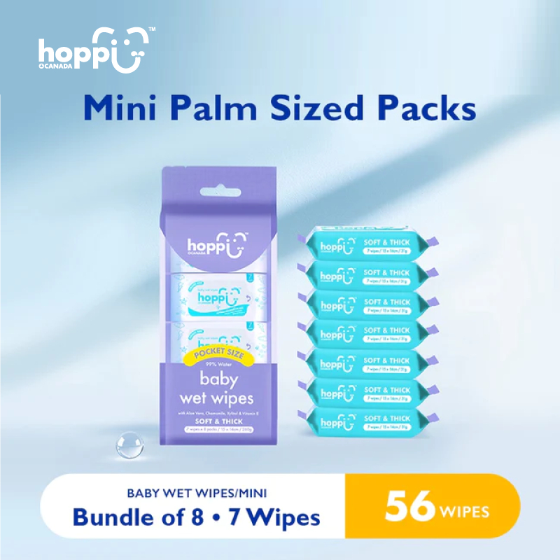 Hoppi Baby Wet Wipes Mini, 7 Wipes x 8 Pack | Shopee Malaysia