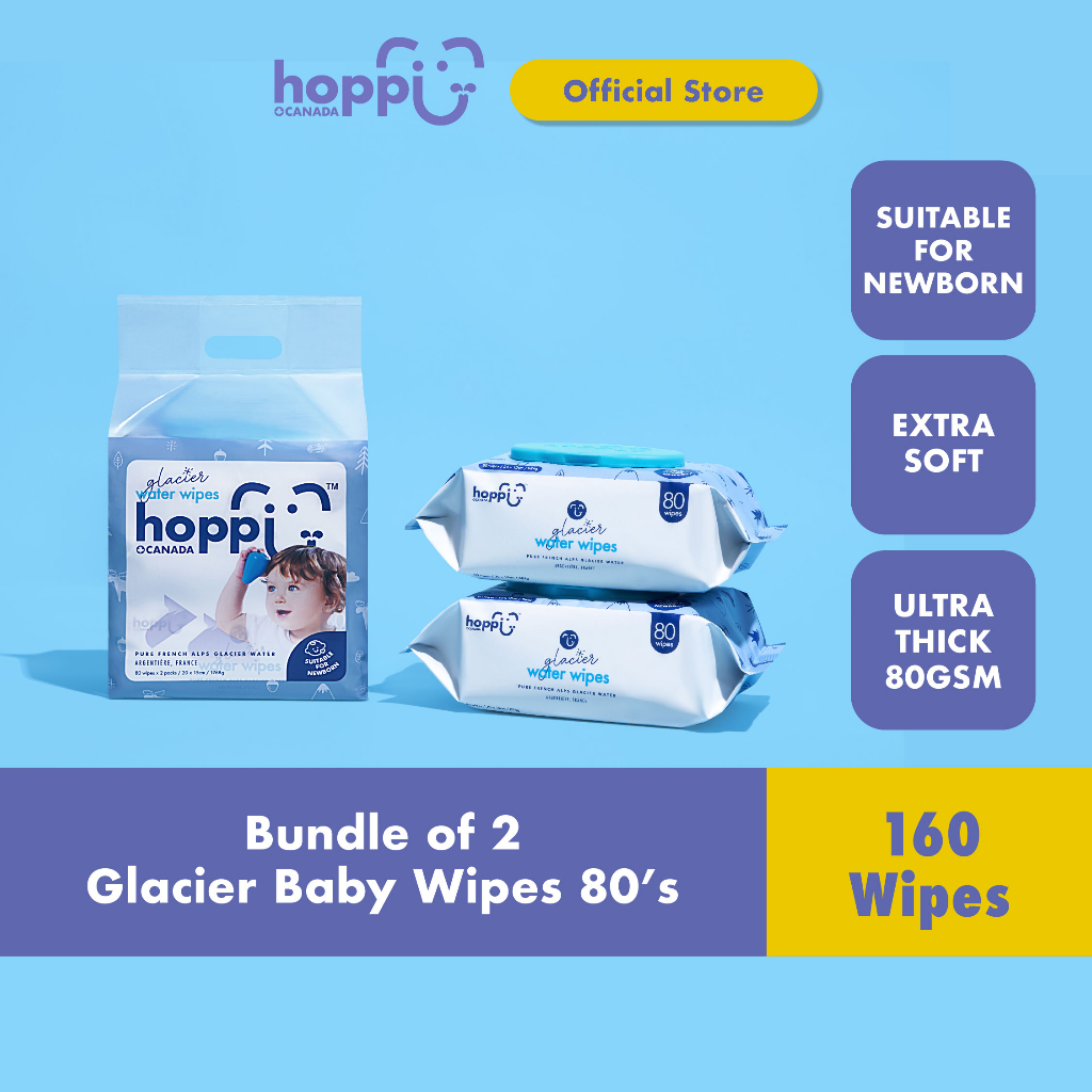 (Carton) Hoppi Glacier Water Wipes 80's x 2packs | Shopee Malaysia