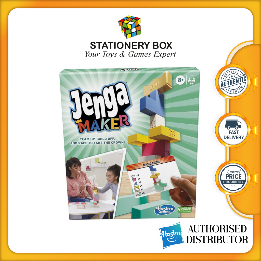 ORIGINAL - Hasbro Jenga Maker, Stacking Tower Game, Genuine Hardwood ...