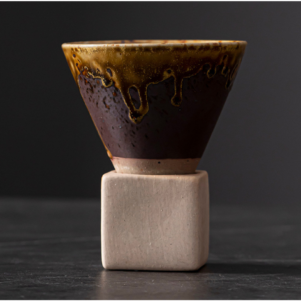 (Ready Stock)Coffee Latte Cups With Holder Funnel Shape Mug 180ml ...