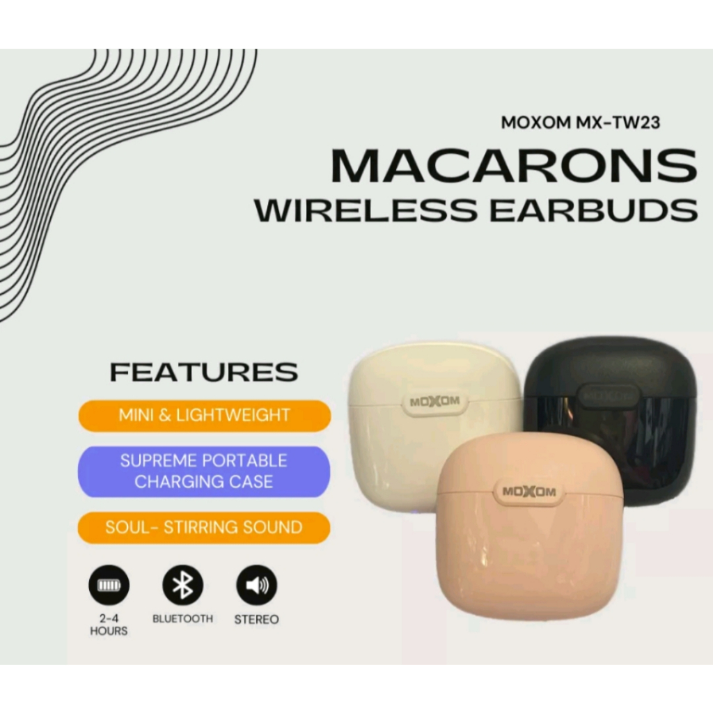 MOXOM MX-TW23 Macarons Wireless Earbuds Bluetooth In Ear Earphone Stereo Sound Bass Gaming Music ...