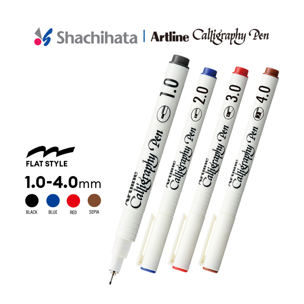 Artline Calligraphy Pen (Flat Style) 1.0-4.0mm x 4 colours | Shopee ...