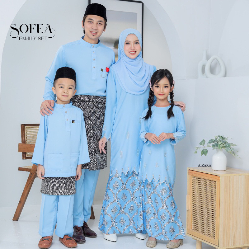 SET FAMILY RAYA SONGKET SOFEA BABY BLUE | Shopee Malaysia