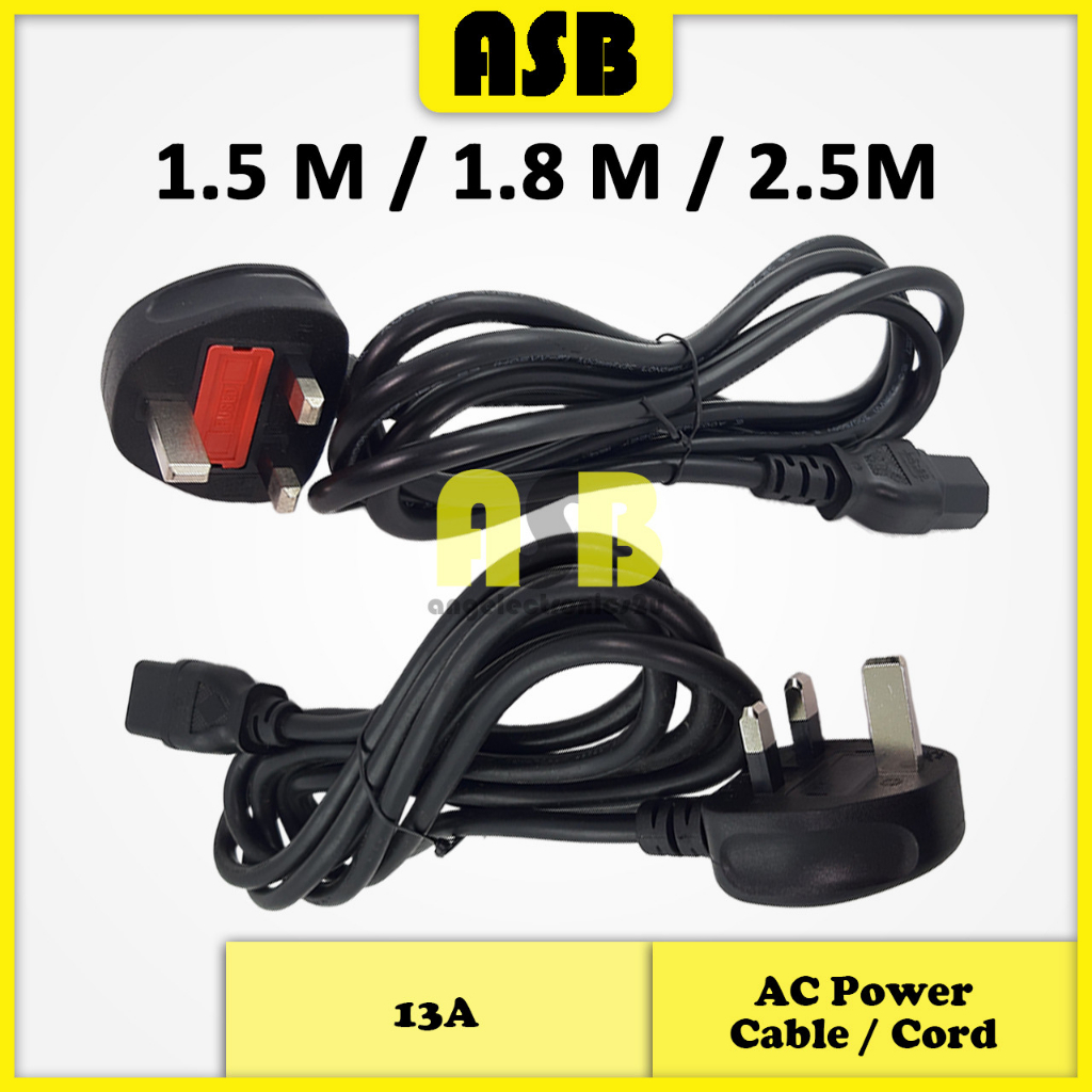 (1pc) UK Type AC Power Cable / Cord ( Copper ) ( 1.5 M / 1.8 M / 2.5 M ...