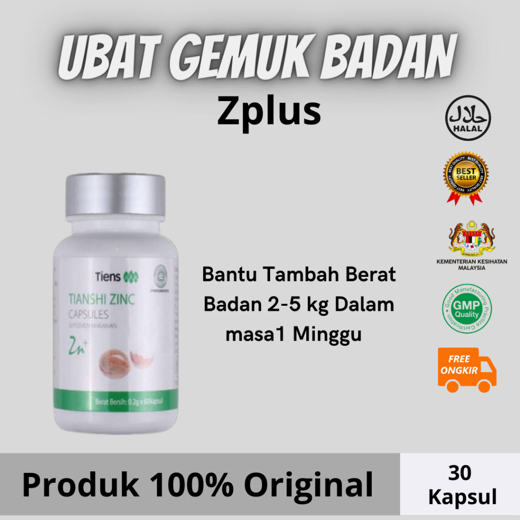Zinc Ubat gemuk badan 30KAPSUL SUPLEMEN PENGGEMUK Badan ORIGINAL TAMBAH ...