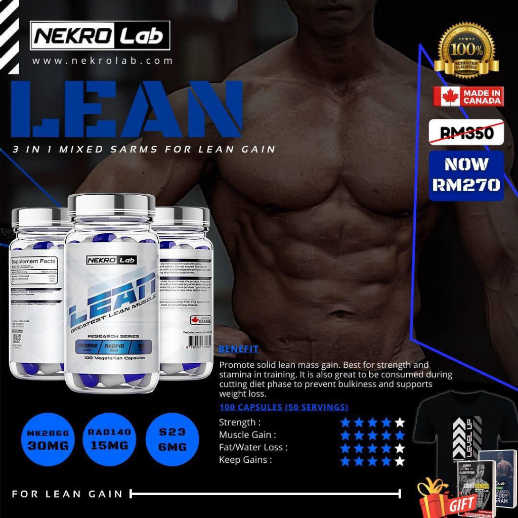 SARMS LEAN GAIN Nekro Lab [MK2866 + RAD140 + S23] 100 Capsules Lean ...