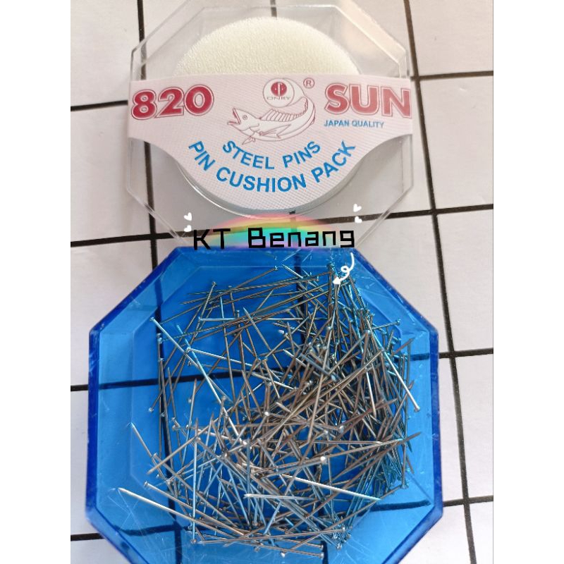 820 SUN Octagon Box Big Head Needles/Jarum Peniti/ Steel Pins With Pin ...