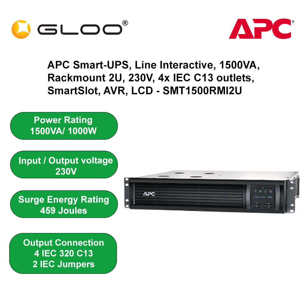 APC Smart-UPS 1500VA LCD RM 2U 230V SMT1500RMI2U - Black | Shopee Malaysia