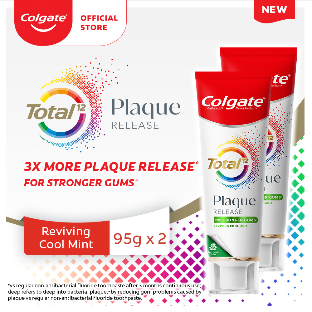 [Bundle of 2] Colgate Total Plaque Release Reviving Cool Mint 95g ...