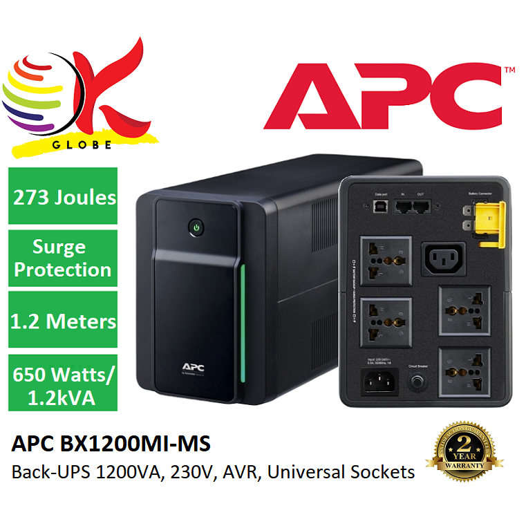 APC UPS BX1200MI-MS 1200VA, 230V BACK UPS AVR UNIVERSAL SOCKET WITH ...
