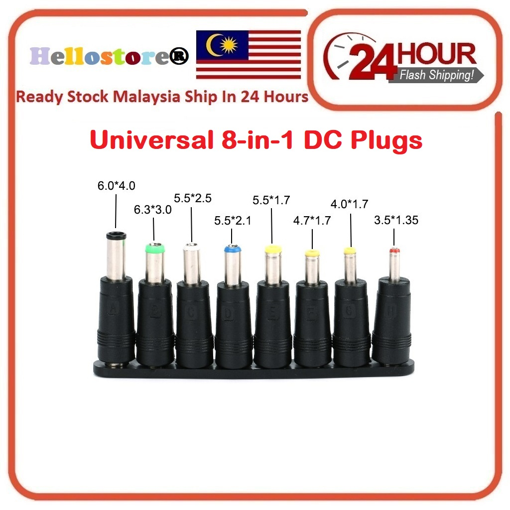 Universal 8 in 1 Adapter Tip PC AC DC Power Charger 5.5mm*2.1mm Laptop ...