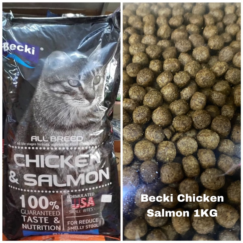 ( REPACK ) Becki Chicken & Salmon 1KG - Cat Food / Dry Food | Shopee ...