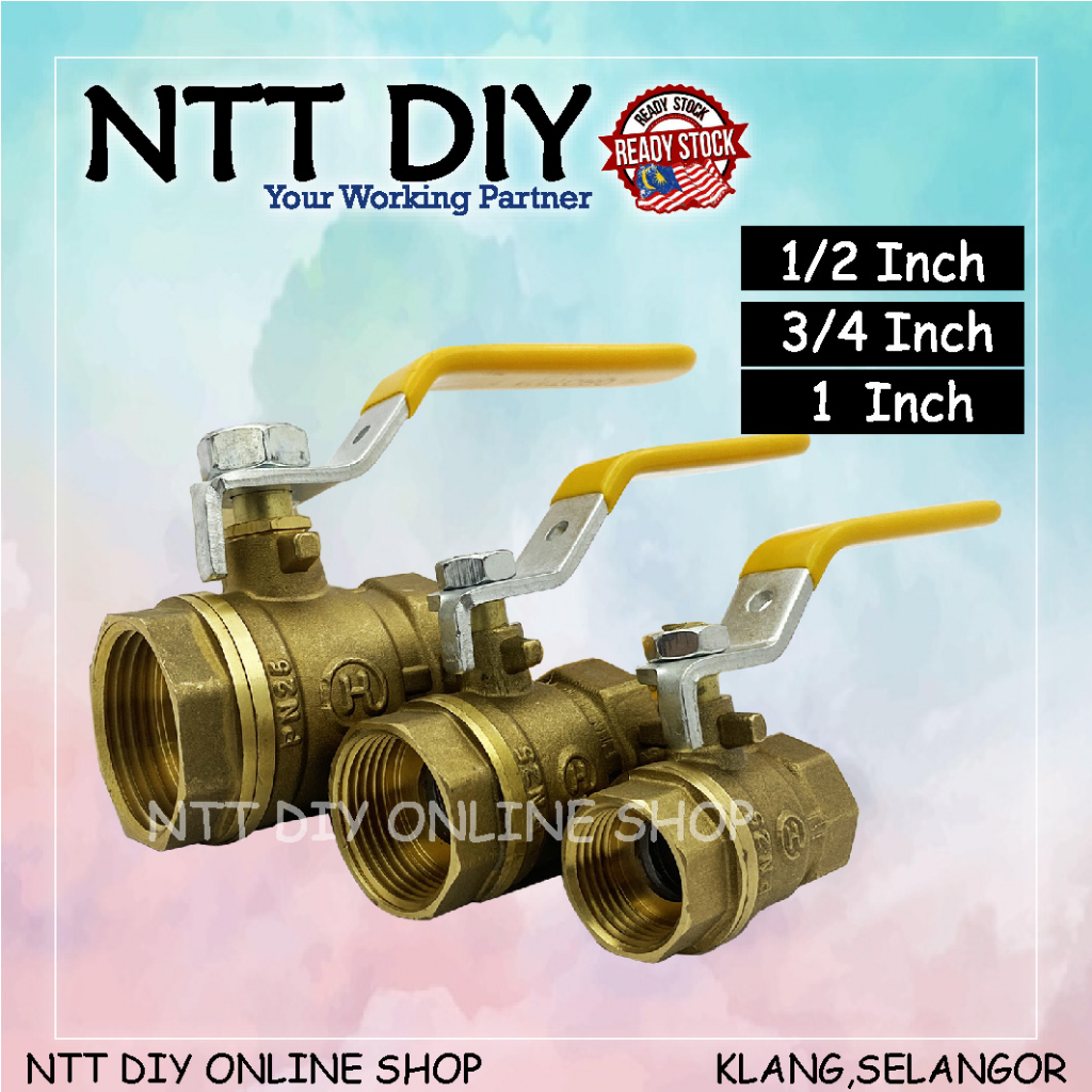 NTT DIY Heavy Duty Brass Ball Valve/ Brass Stopcock 1/2"(15mm), 3/4 ...