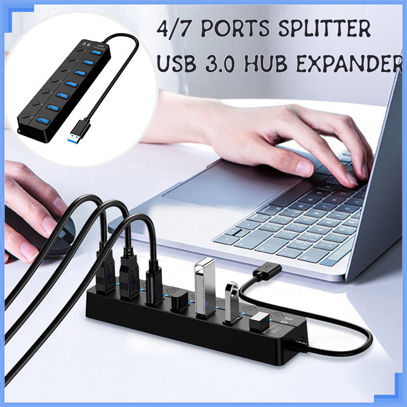 4/7 Ports Splitter Multi USB 3.0 Hub Expander USB PC Computer ...