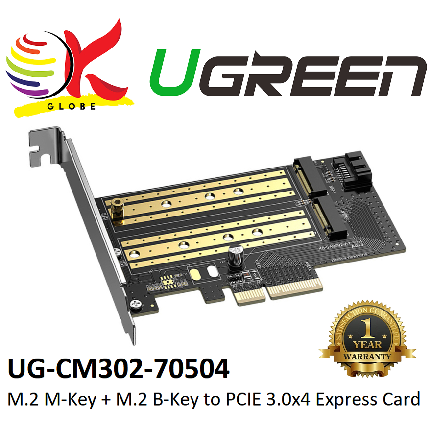 UGREEN M.2 M-KEY + M.2 B-KEY TO PCI-E 3.0 X4 EXPRESS CARD SUPPORT M.2 ...