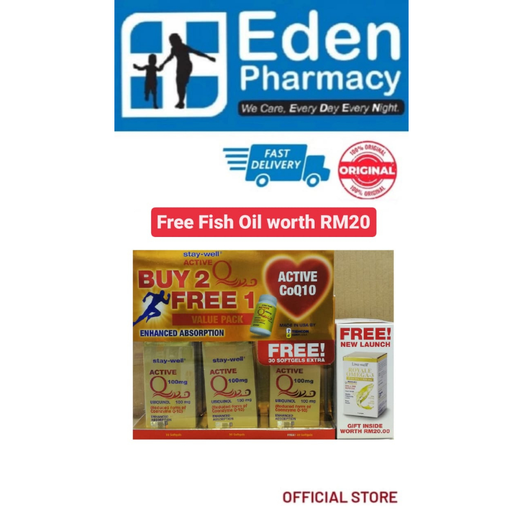 Stay-well Active Q 100mg ( staywell coenzyme Q10 Ubiquinol ) ( 3 x 30's ...