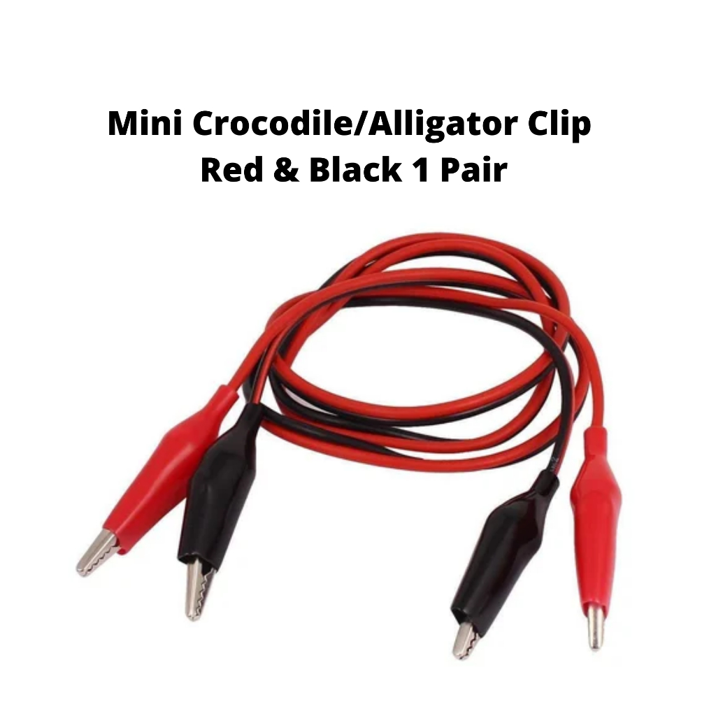 026 Mini Crocodile / Alligator Clip Red And Black 1 Pair 35mm With 50cm ...
