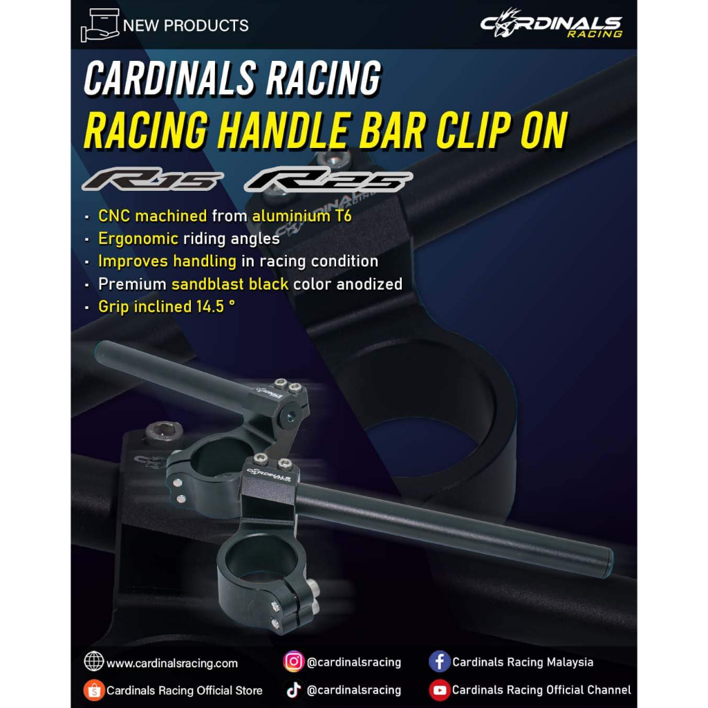 R15 V3-V4/R25 Clip On Handle Bar Cardinals Racing | Shopee Malaysia