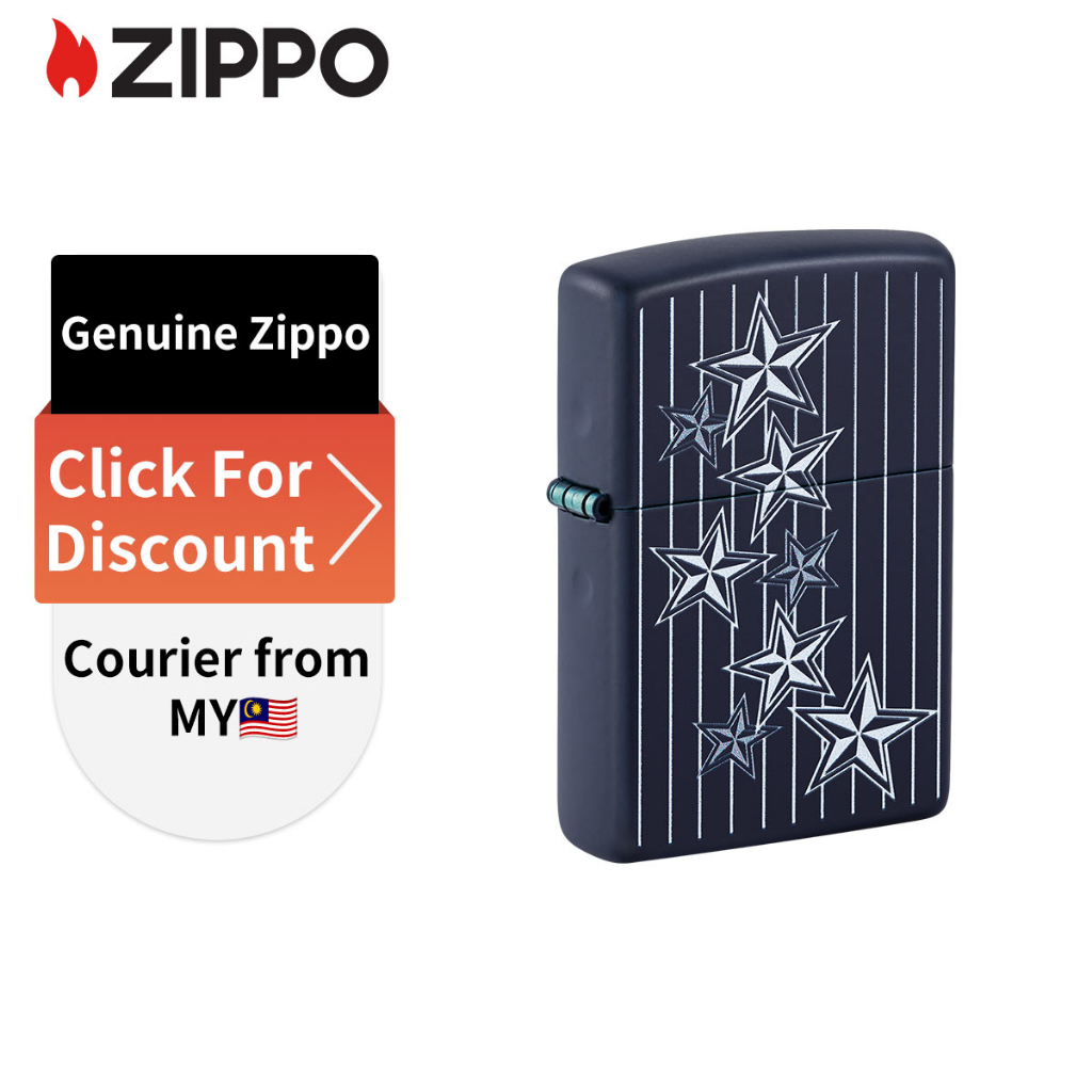 Zippo Stars and Lines Design Navy Matte Windproof Pocket Lighter 48188 | Shopee Malaysia