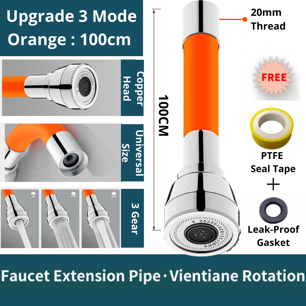 20/30/50/70cm Faucet Extension Extender 360°Free Bending Flexible Hose ...