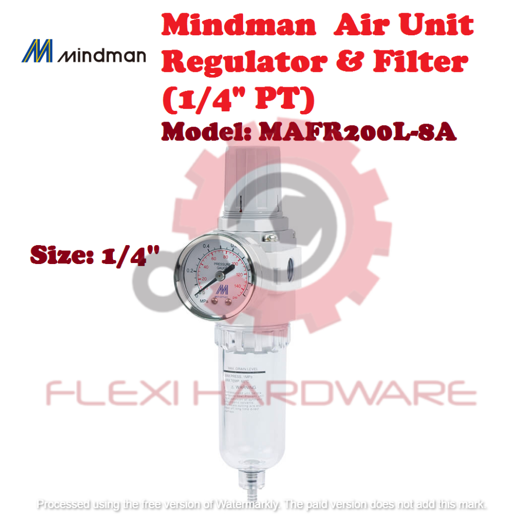 Mindman MAFR200L-8A Air Unit Regulator & Filter (1/4" PT) | Shopee Malaysia