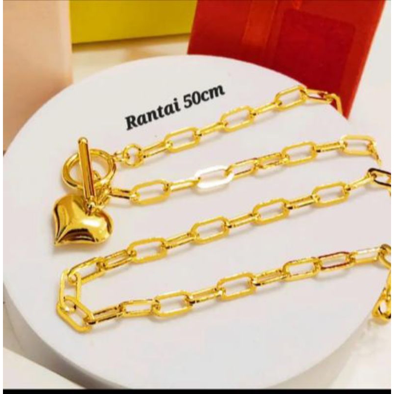 Rantai Klip Love Emas Bangkok Free Cop 916 | Shopee Malaysia