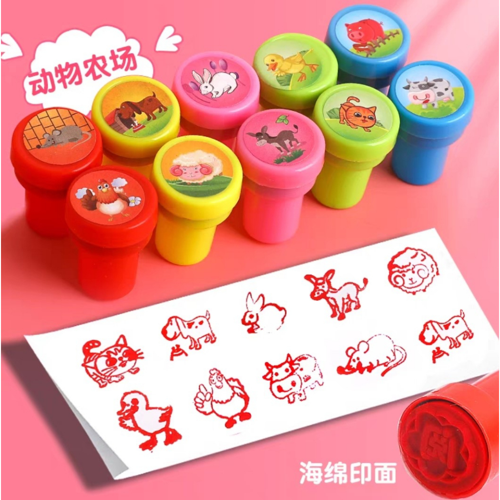 10pcs/set Children Self-Inked Stamp Toys Cartoon Rubber Stamps Cartoon ...