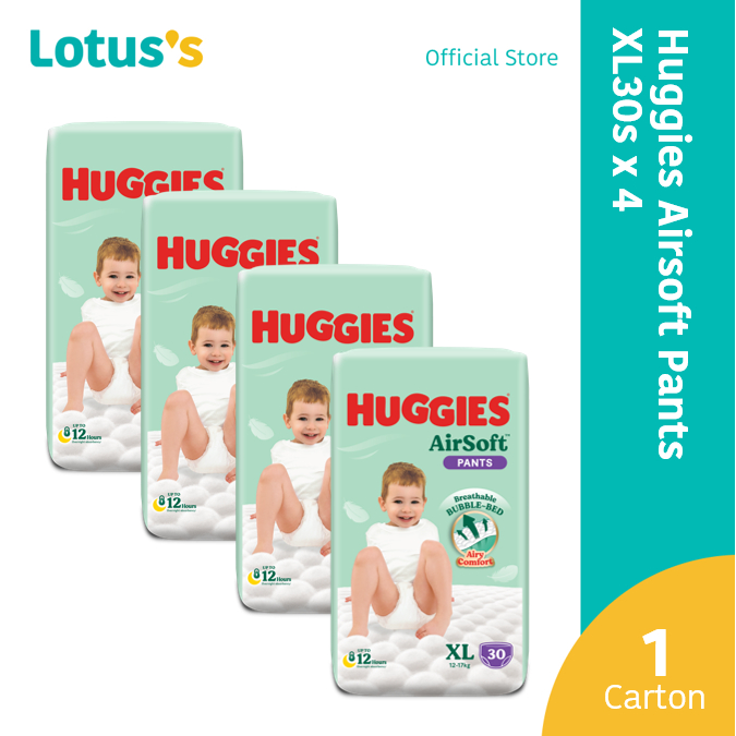 Huggies Airsoft Pants XL (30 Pcs x 4 Packs) (1 Carton) | Shopee Malaysia