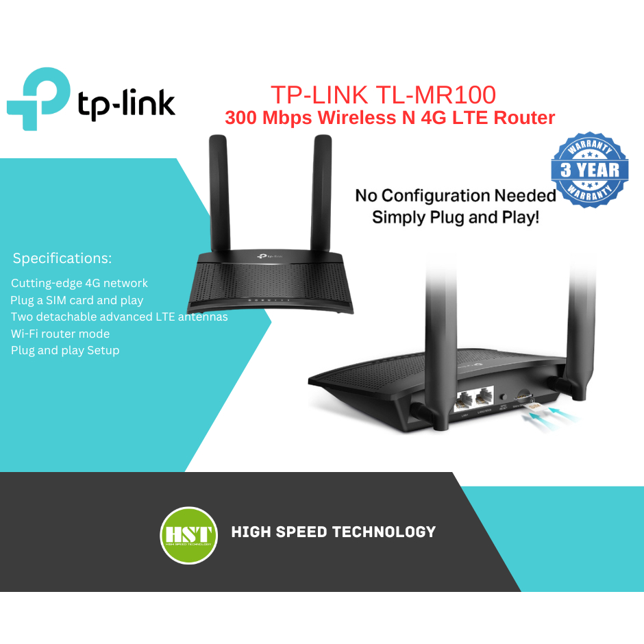 TP-LINK TL-MR100 300 Mbps Wireless N 4G LTE SIM CARD Router | Shopee ...