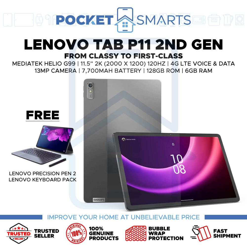 [Malaysia Set] Lenovo Tab P11 2nd Gen TB350XU (4G LTE Voice & Data | 11.5" 2K 120Hz Display ...