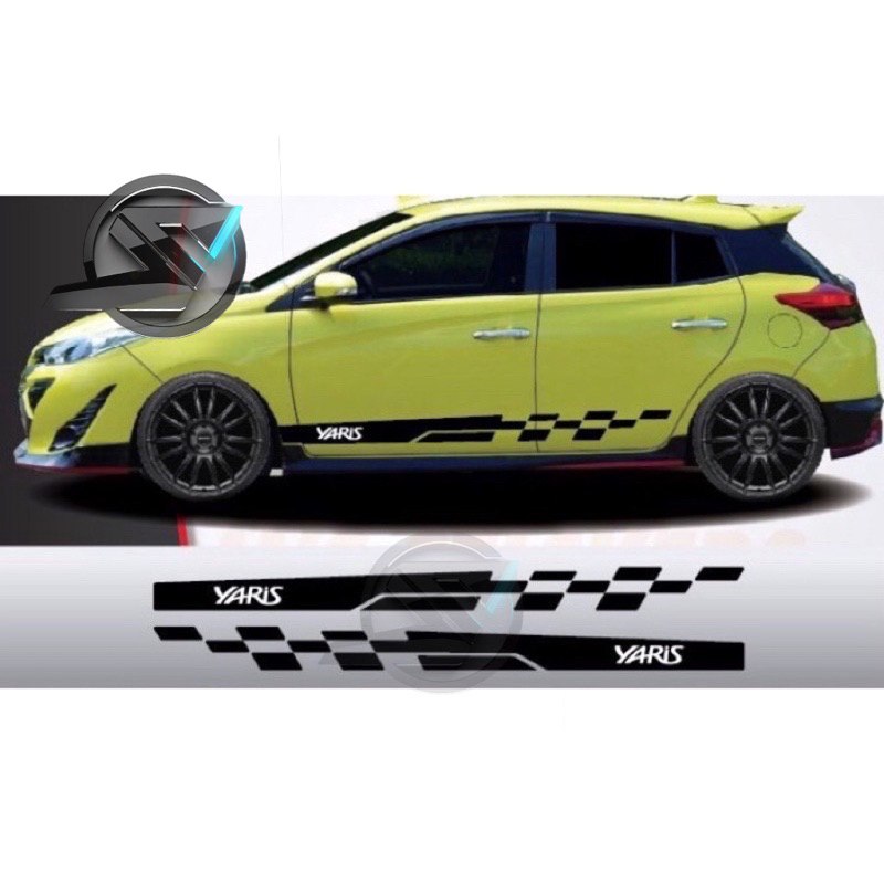 (Ready Stock)S359# Toyota Yaris Car Side Body Vinyl Decal Stripe ...