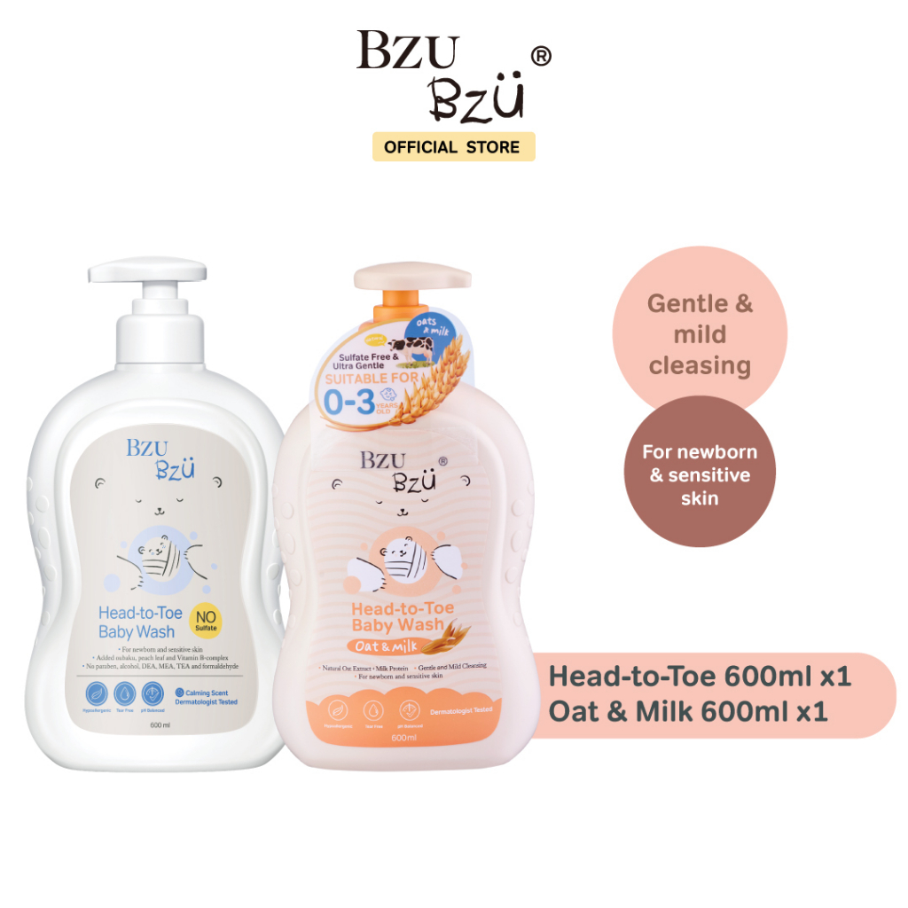 BZU BZU Head to Toe Baby Wash Duo Bundle (600ml x 2) | Shopee Malaysia