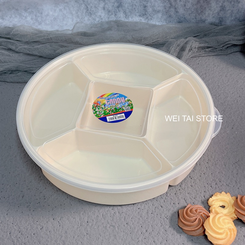 Candy Tray Plastic Food Serving Tray Balang kuih Bekas Plastik 5 Petak ...