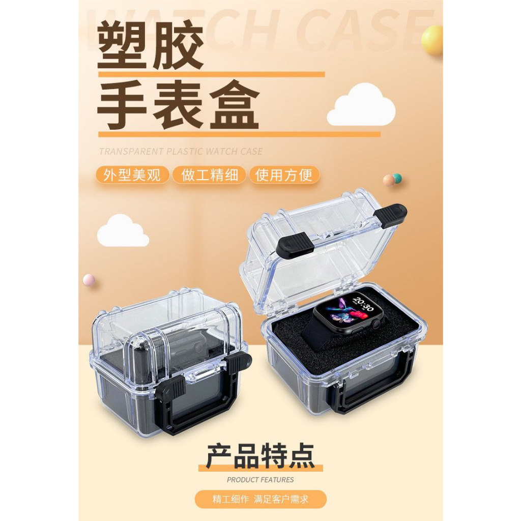 Roll_n_Rotate Flip Cover Square Plastic Watch Box Transparent Bright ...