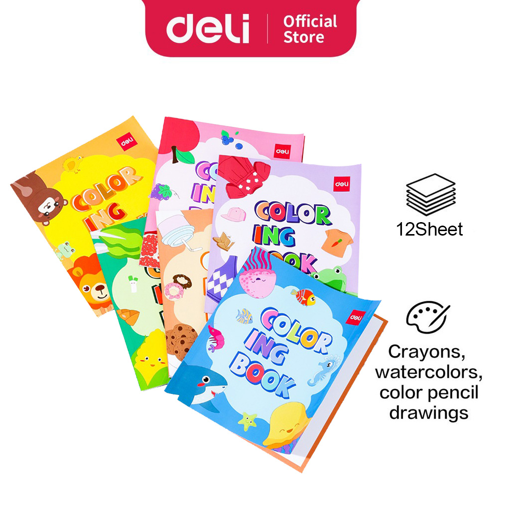 Deli Coloring Book EN041 Hobby Doddle Picture Book 12 Sheets Colorful ...